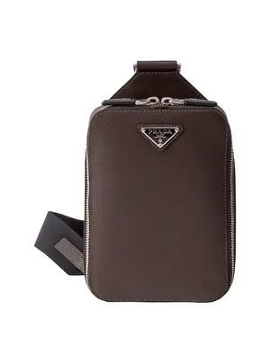 Prada Prada Brique Saffiano Leather Bag With Shoulder Strap Brown