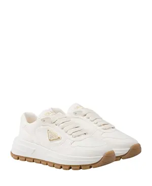 Prada Prax 01 Leather Sneakers - Ivory