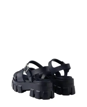 Prada Monolith Rubber Sandals - Blue