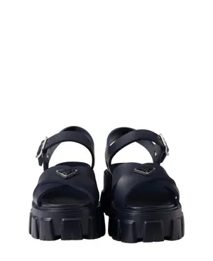 Prada Monolith Rubber Sandals - Blue