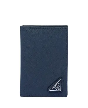 Prada Saffiano Leather Card Holder - Blue