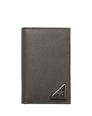 Prada Saffiano Leather Card Holder Grey