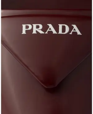 Prada Brushed Leather Slingback Pumps With Padded Triangle Logo - Red