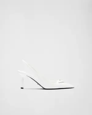 Prada Brushed Leather Slingback Pumps - White