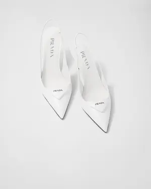 Prada Brushed Leather Slingback Pumps - White
