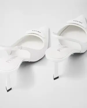 Prada Brushed Leather Slingback Pumps - White
