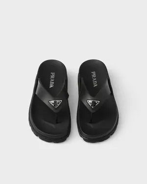 Prada Rubber Thong Sandals - Black