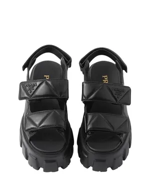 Prada Monolith Nappa Leather Sandals - Black