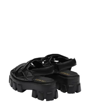 Prada Monolith Nappa Leather Sandals - Black