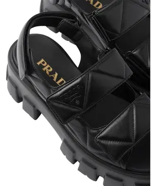 Prada Monolith Nappa Leather Sandals - Black