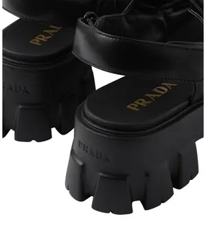 Prada Monolith Nappa Leather Sandals - Black