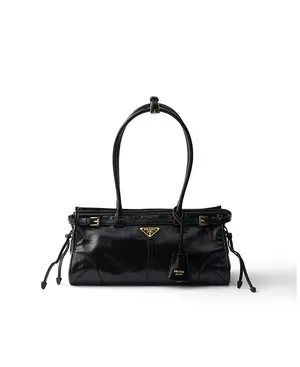 Prada Bonnie Medium Convertible Leather Shoulder Handbag - Black
