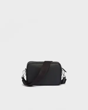 Prada Saffiano Leather Shoulder Bag With Removable Pouch - Black