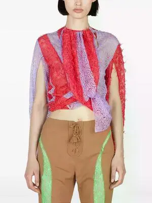 KIKO KOSTADINOV Lace Draped Top - Red