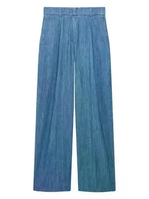 Another Tomorrow Wide-leg Chambray Trousers
