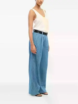 Another Tomorrow Wide-leg Chambray Trousers