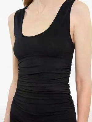 Another Tomorrow Ruched Tank Dress - Black