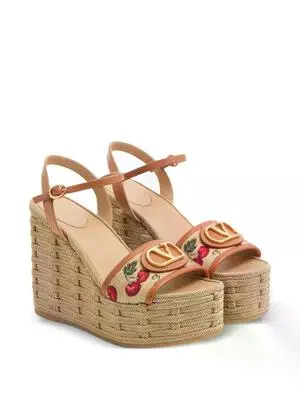 Valentino Garavani Vlogo Signature Cherryfic Wedge Sandals - Neutrals