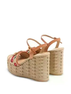Valentino Garavani Vlogo Signature Cherryfic Wedge Sandals - Neutrals