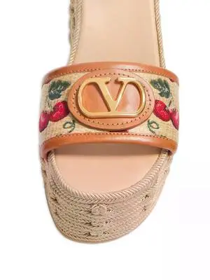 Valentino Garavani Vlogo Signature Cherryfic Wedge Sandals - Neutrals