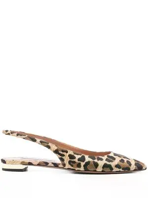 AQUAZZURA Purist Leopard Print Flat Pumps - Neutrals