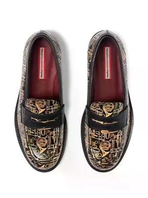 SCAROSSO Graphic-print Loafers - Black