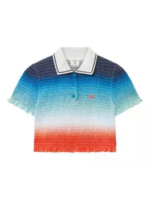 Casablanca Smocked Polo Top