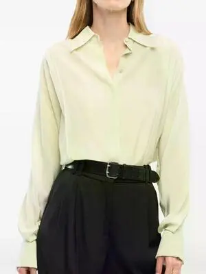 Another Tomorrow Pleated Wrap Shirt