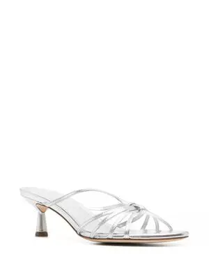 AeydĒ Abby Leather Heeled Sandals - Silver