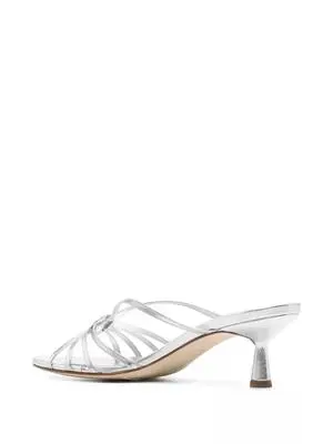 AeydĒ Abby Leather Heeled Sandals - Silver