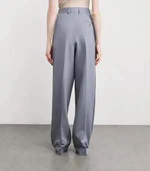 Stella McCartney Wool-stretch Straight Trousers With Chain Embellishments