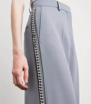 Stella McCartney Wool-stretch Straight Trousers With Chain Embellishments