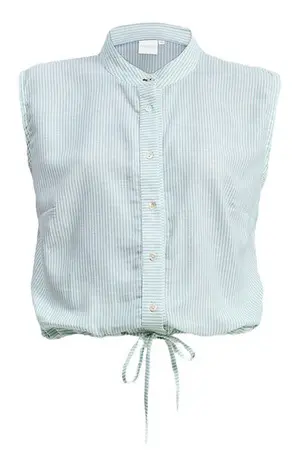 REISTOR Striped Mandarin Collar Drawstring Shirt - Parallel Paths