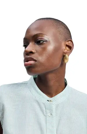 REISTOR Striped Mandarin Collar Drawstring Shirt - Parallel Paths