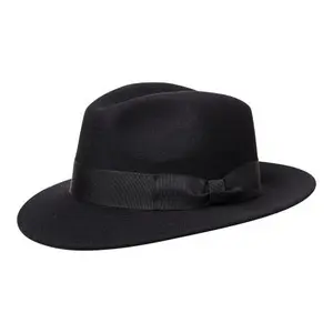 WIGENS Wool Fedora With Grosgrain Hatband - Navy
