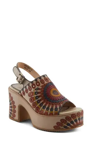 SPRING STEP SHOES Stevienix Platform Sandal - Beige Multi