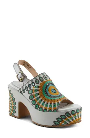 SPRING STEP SHOES L'Artiste By Spring Step Stevienix Platform Sandal White Multi