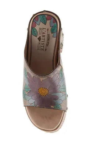 SPRING STEP SHOES Platform Slide Sandal - Beige Multi