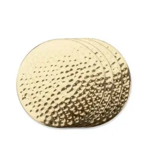 VISKI Hammered Coasters In Brass Set Of 4 - Gold
