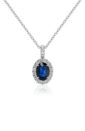VALANI ATELIER Diamond Pavé And Sapphire Pendant Necklace - White/ Diamond/ Sapphire