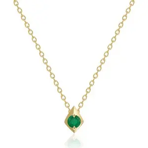 VALANI ATELIER Elegance Emerald Pendant Necklace - 14k Yellow Gold