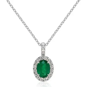 VALANI ATELIER VALANI ATELIER Diamond Pavé Emerald Pendant Necklace