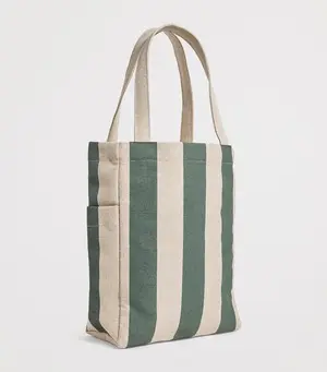 Harrods Jute Striped Logo Tote Bag