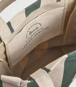 Harrods Jute Striped Logo Tote Bag