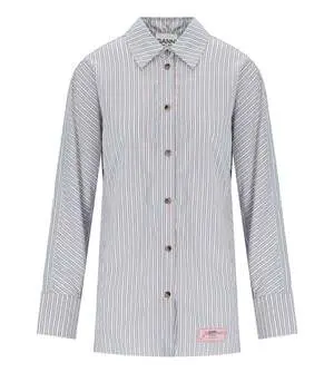 GANNI Striped Chambray Shirt