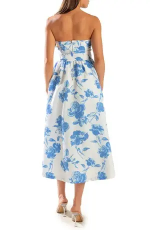 FREEMARKET Floral Strapless Midi Dress