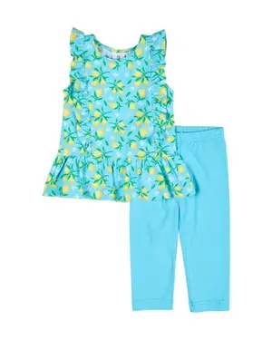 FLORENCE EISEMAN Lemon Print Top With Capri Leggings