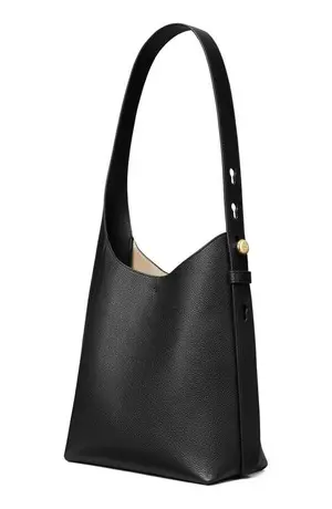 Tory Burch Small Romy Pebble Leather Hobo Bag - Black