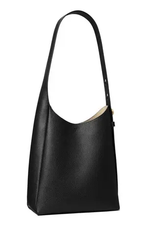 Tory Burch Small Romy Pebble Leather Hobo Bag - Black