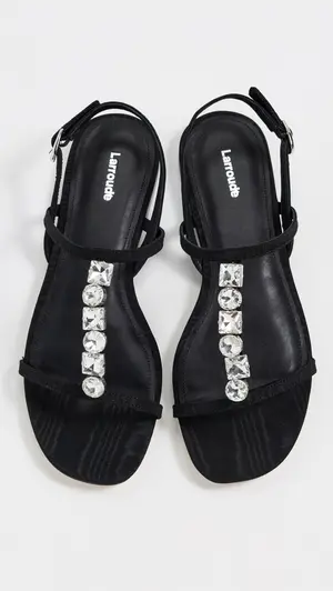 Larroude Calypso Flat Sandals - Black